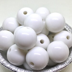 White 20mm Round Beads, Gumball Beads, Bubblegum Beads, Chunky Beads ...