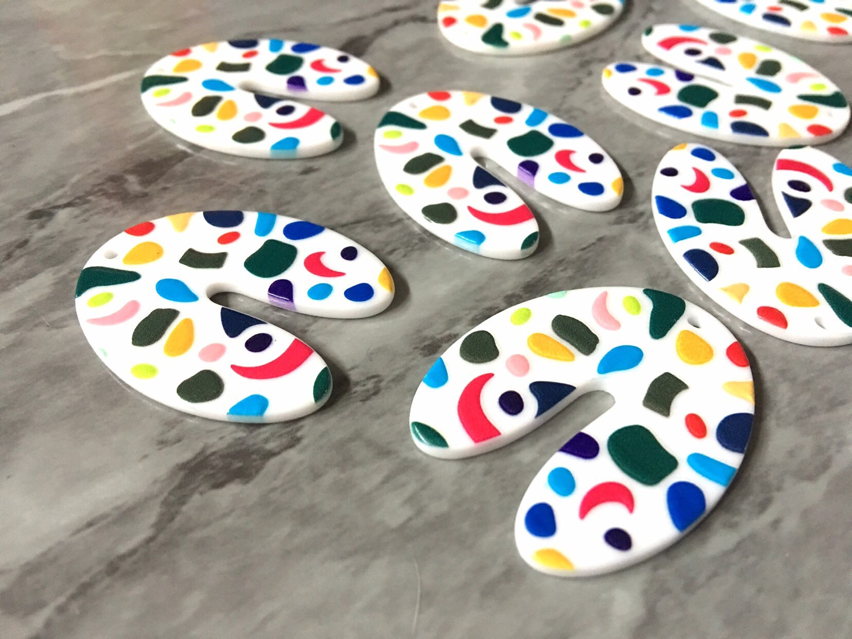 3D Printed Mosaic Beads, Rainbow Cutout Acrylic 40mm Earring Necklace ...