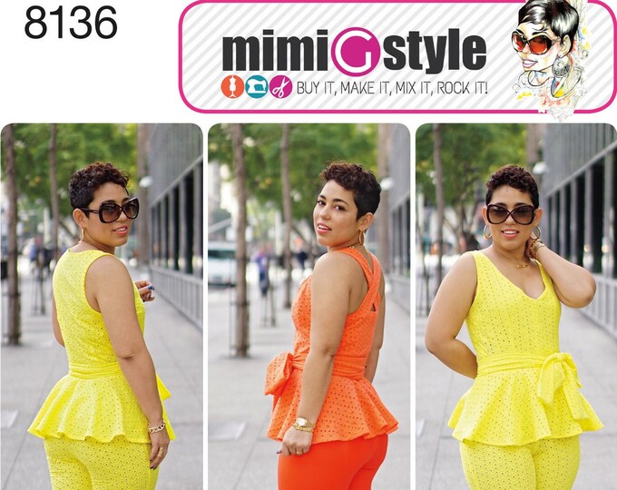 Simplicity S8136 Misses' Mimi G Style Peplum Top With Cropped Pants or ...