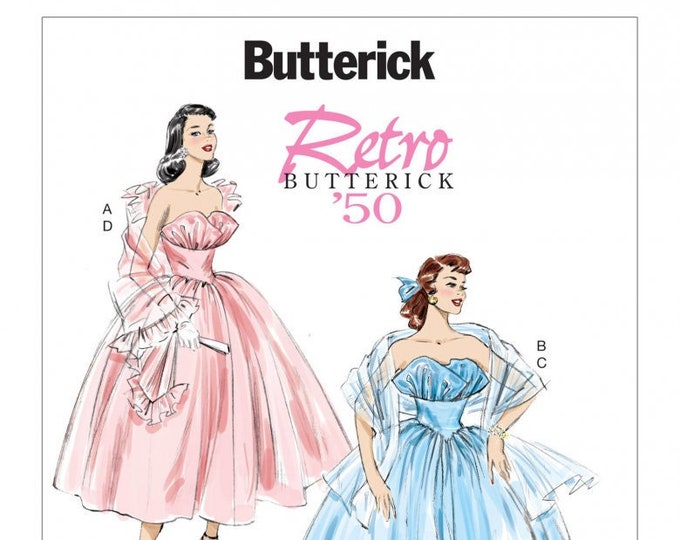 Butterick B6454 Sewing Pattern Misses' Ruffled Dresses and Shawls Size ...