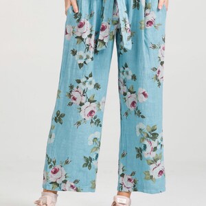 Linen Trousers. Linen Pants . Linen Eva Floral Pants by Miss Rose ...