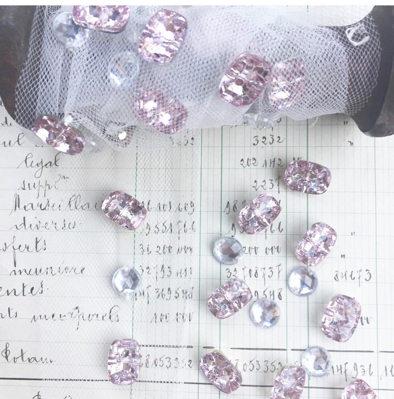 Crystal Button Trim. Crystal Buttons for Sewing . Pink and Clear ...