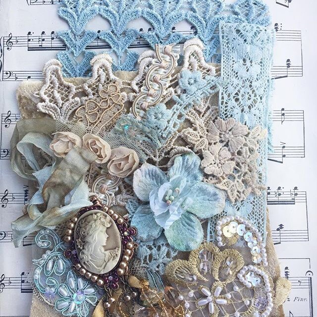 Antique Blue and Beige Embellishment Pack. Scrapbooking | Etsy