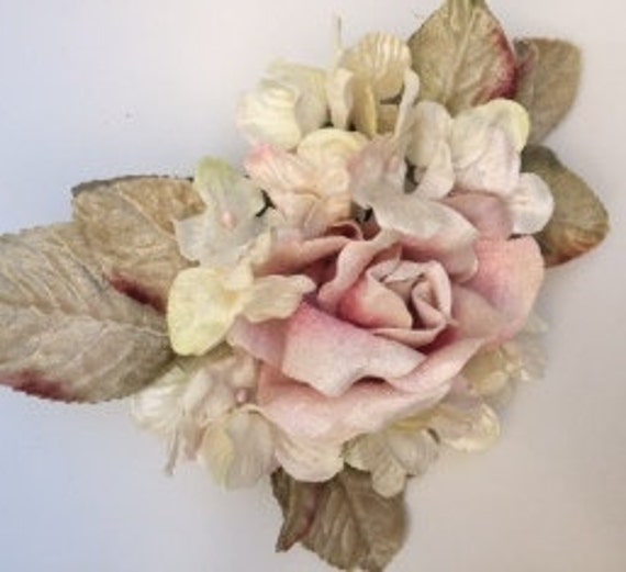 Rose and hydrangea posy. Victorian rose posy. millinery | Etsy