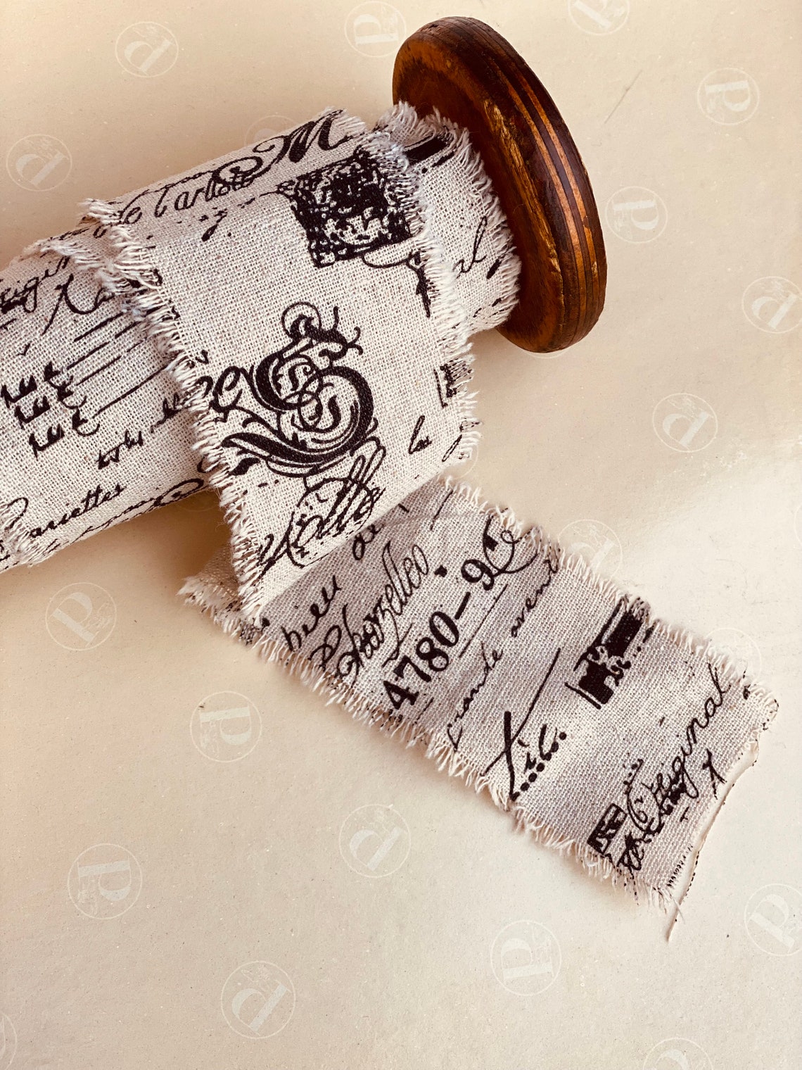 Linen Ribbon With Calligraphy Script for Journaling, Mixed Media, Slow ...