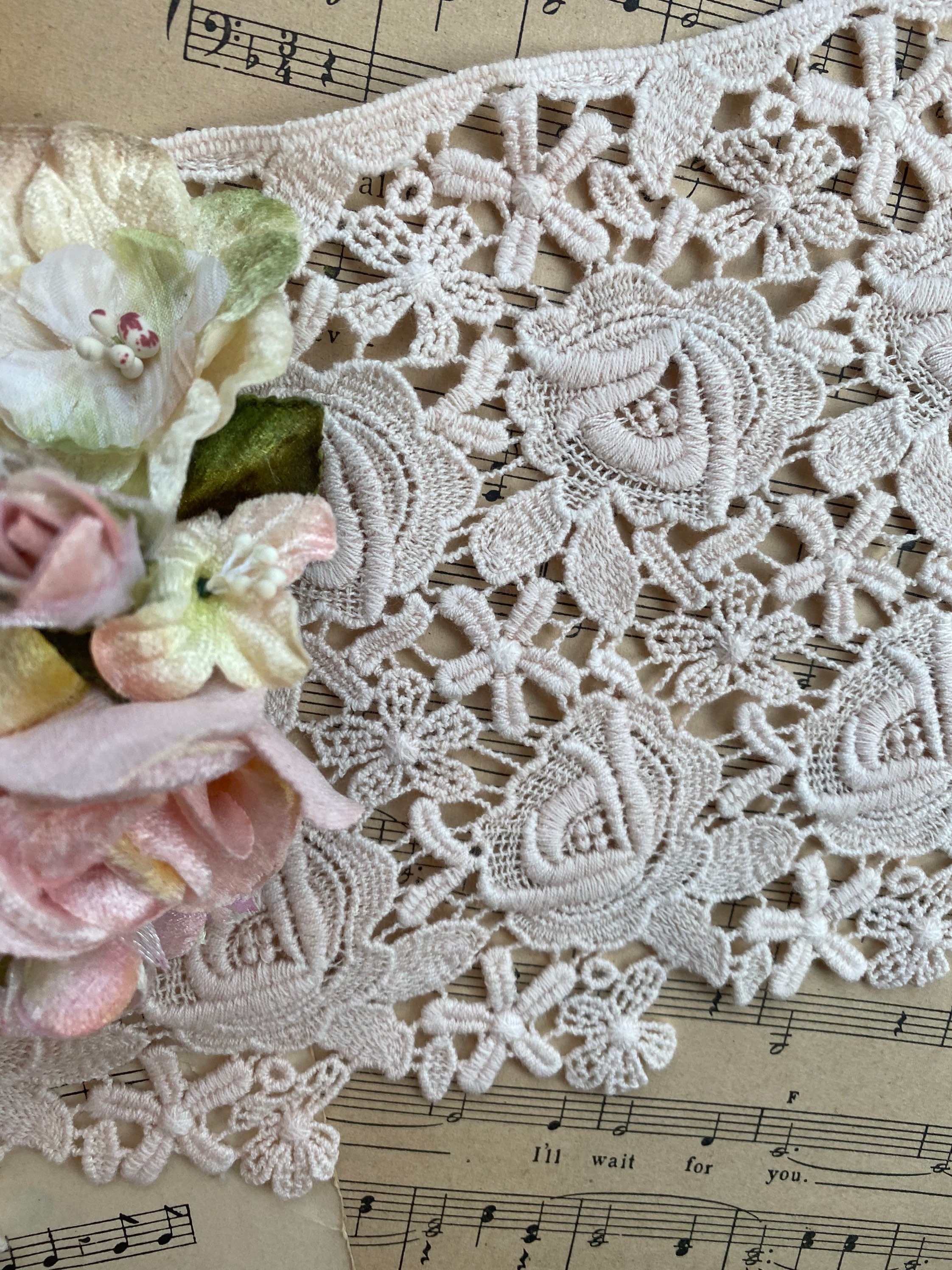 Wide Cream Vintage Rose Lace Perfect for Slow Stitching , Snippets ...