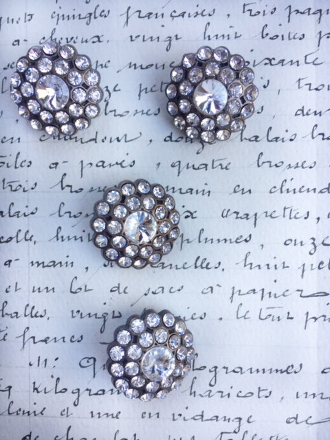 Set of 4 Vintage Rhinestone Buttons. Glittery Buttons for Use in All ...
