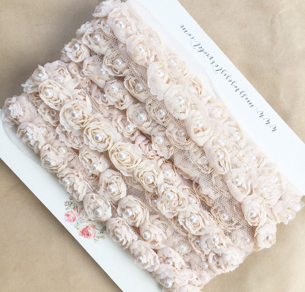 Pearl Rosebud Trim. Pearls and Roses Ribbon Trim. Embellishing | Etsy