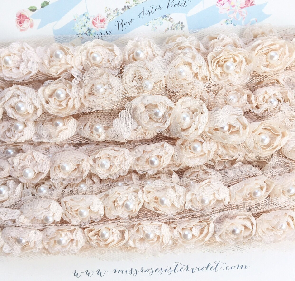 Pearl Rosebud Trim. Pearls and Roses Ribbon Trim. Embellishing | Etsy