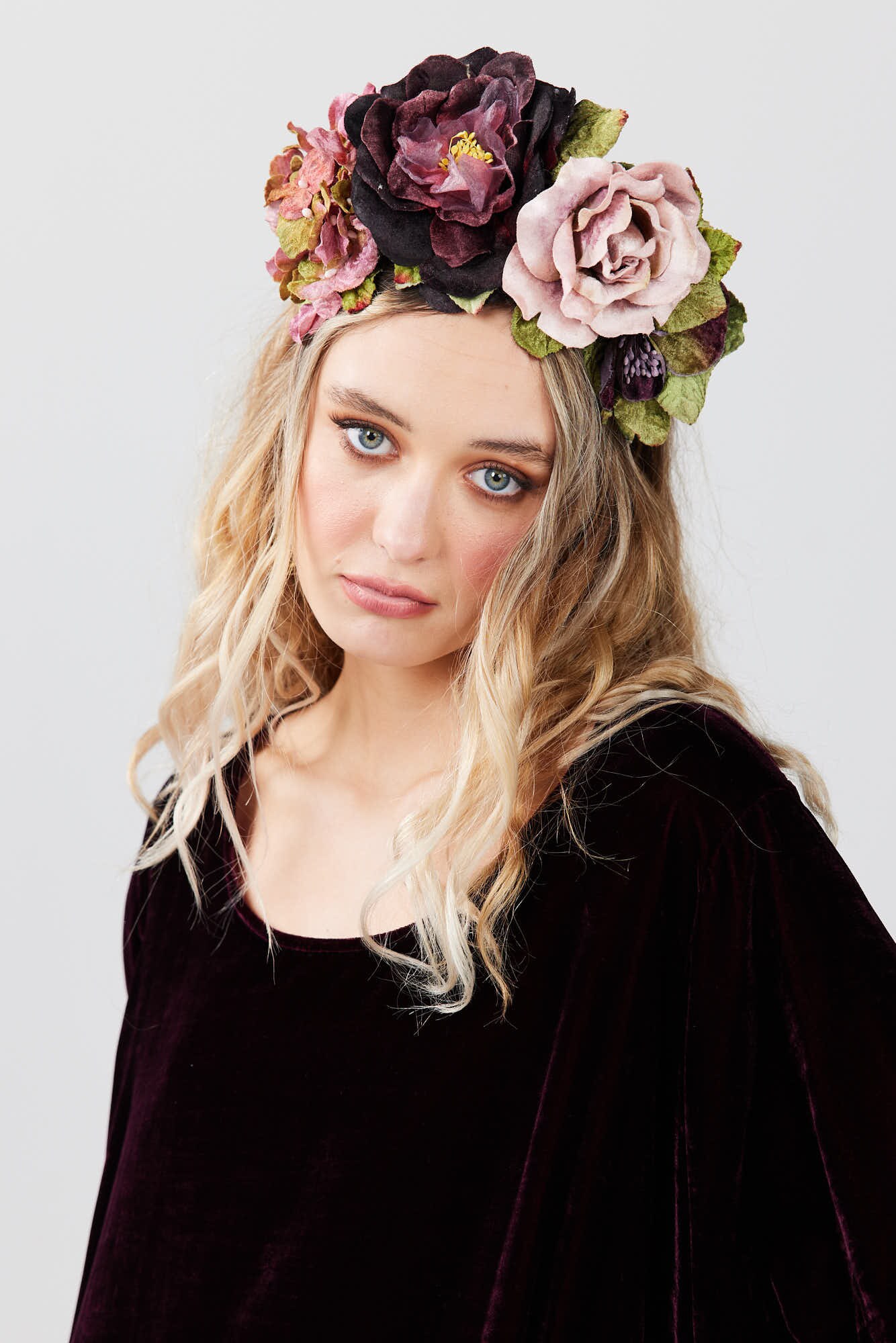 Night at the Opera Flower Crown. Velvet Flower Headpiece. Velvet Flower ...