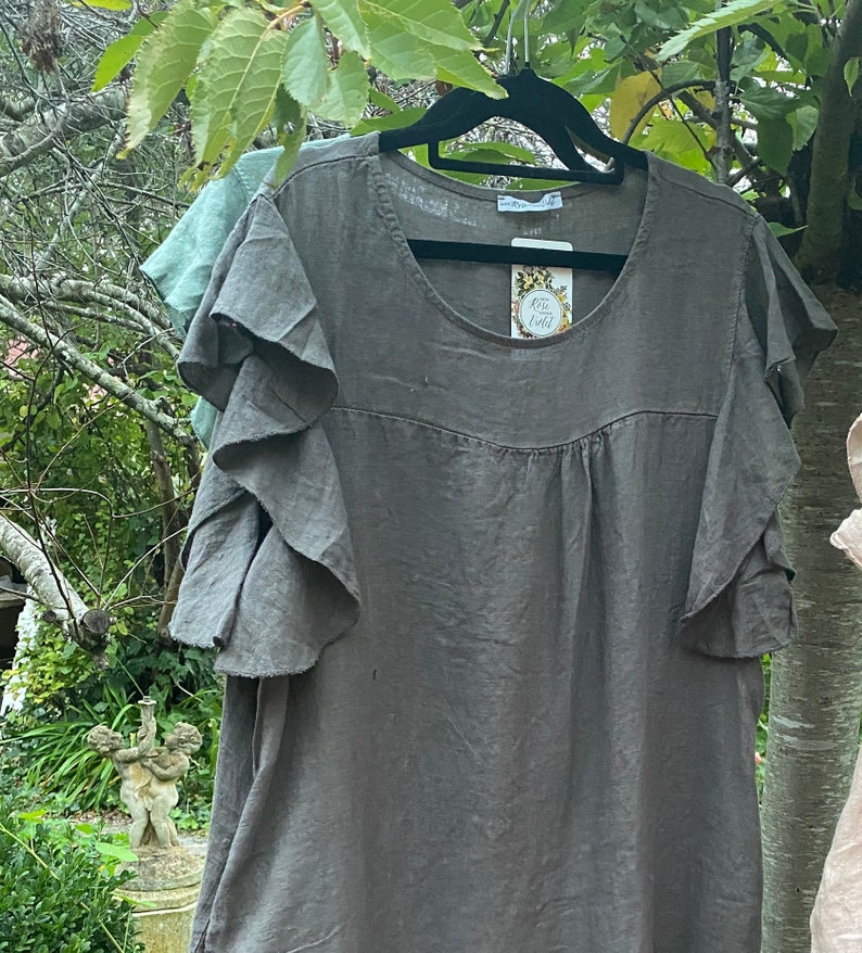 Bella Linen Top. Ruffled Sleeve Linen Top in a Beautiful Array of ...