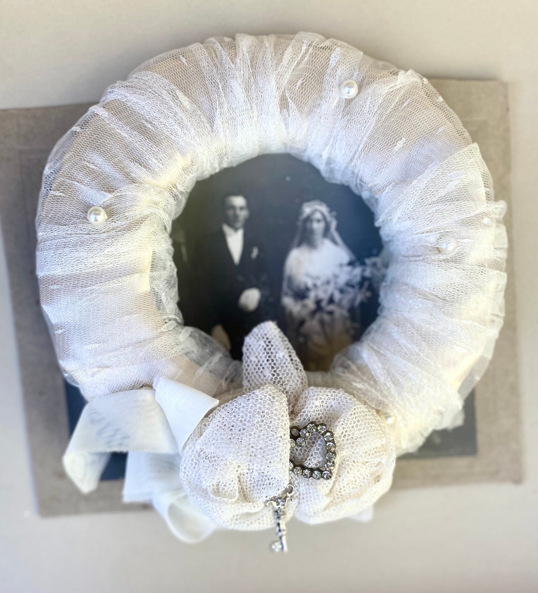 Vintage Padded Lace Wreath for Christmas or Wedding Decoration . Can Be ...