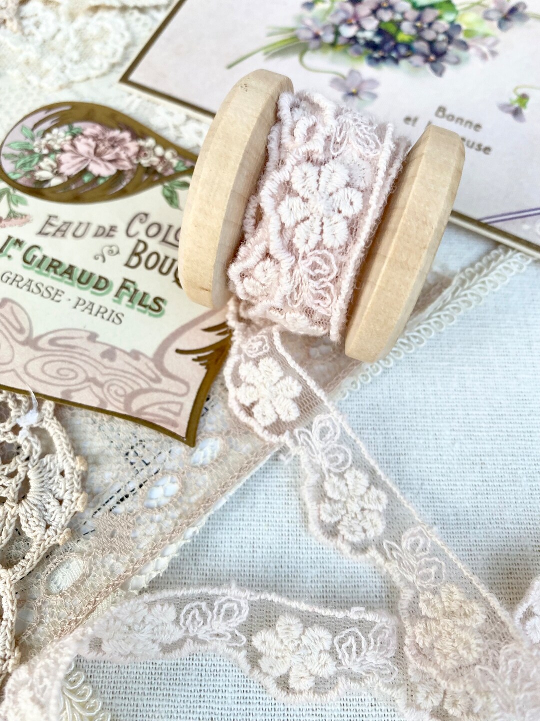 Vintage Narrow Lace Edging Hand-dyed Blush Pink Perfect for Slow ...