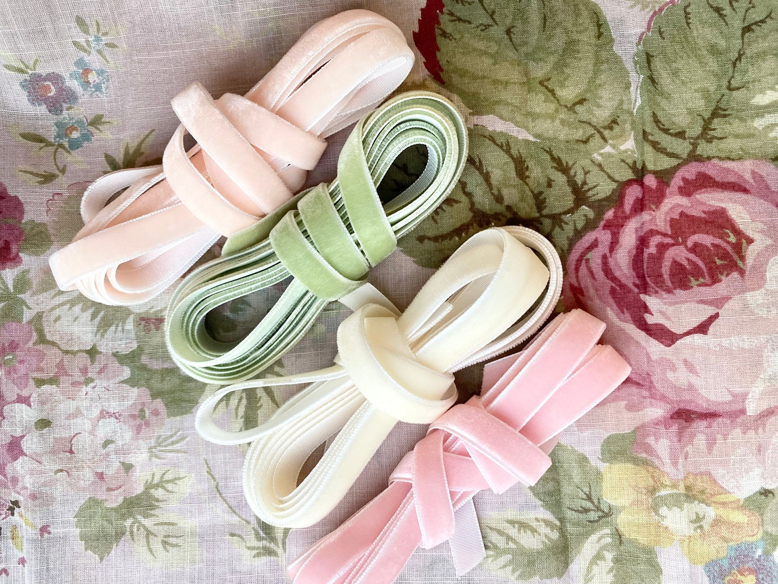 Velvet Ribbon Collection. 5 Meter Spring Posy Collection of Pastel ...