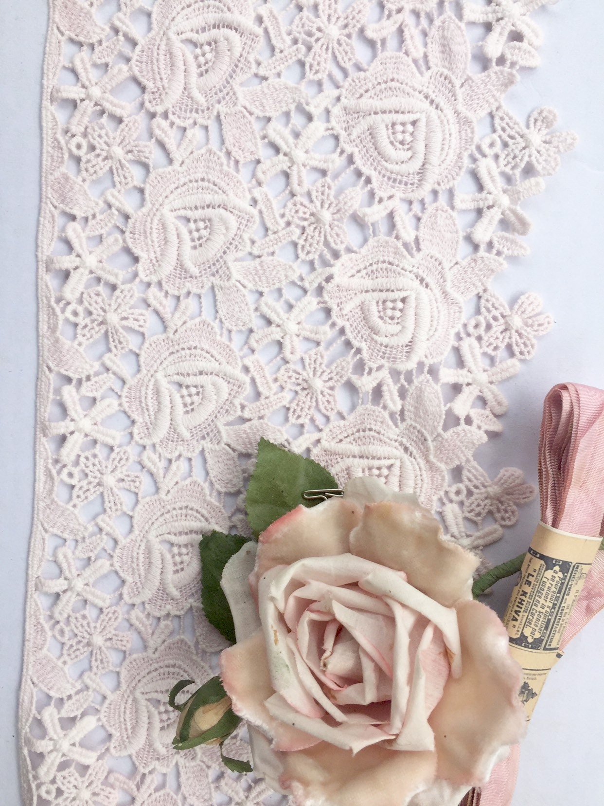 Blush Cotton Rose Lace Dyed in the Softest Pale Pink Ideal for All ...