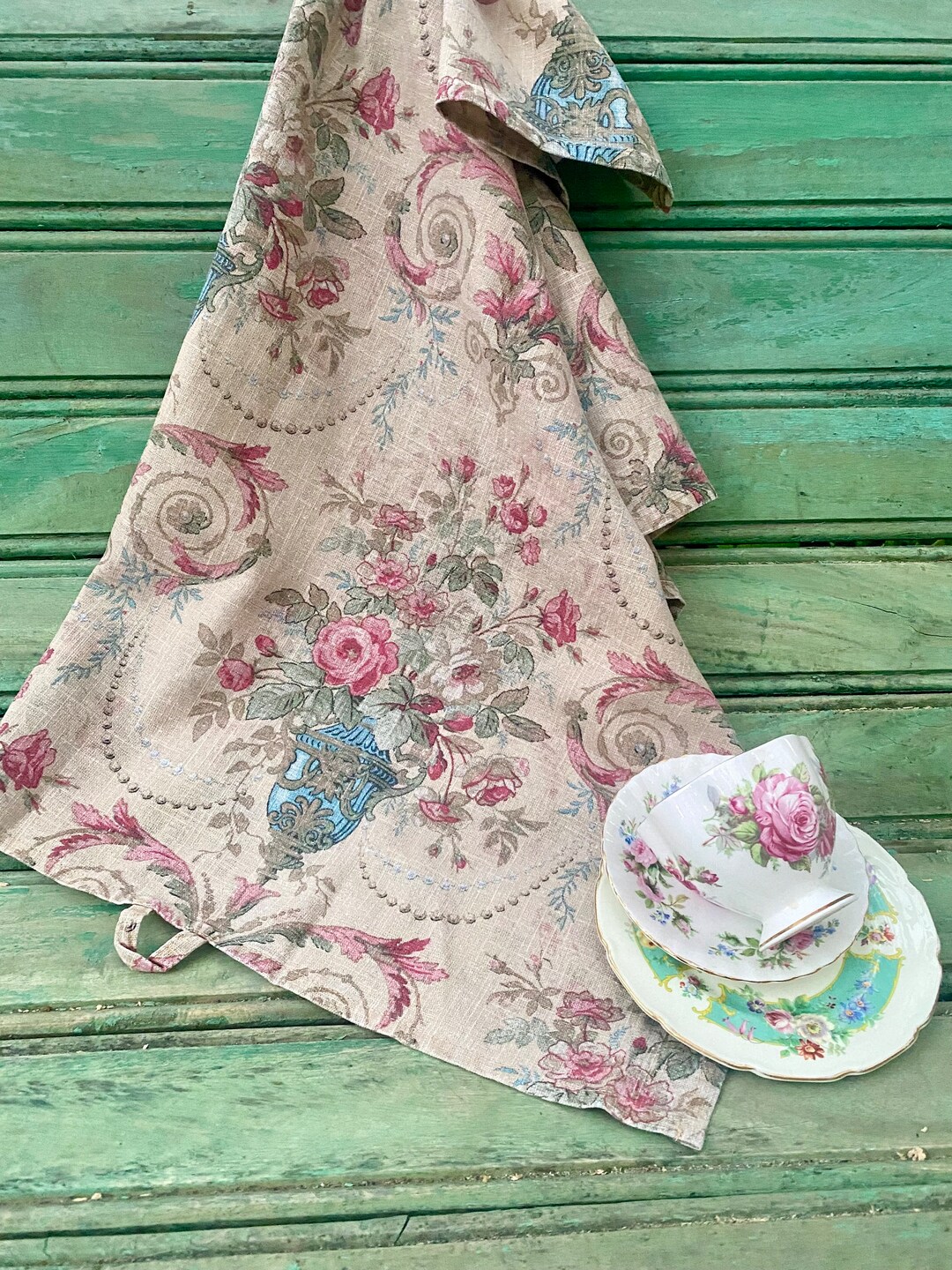 In Bloom Linen Teatowel in Vintage Floral . Kitchen Towel for Gifting ...