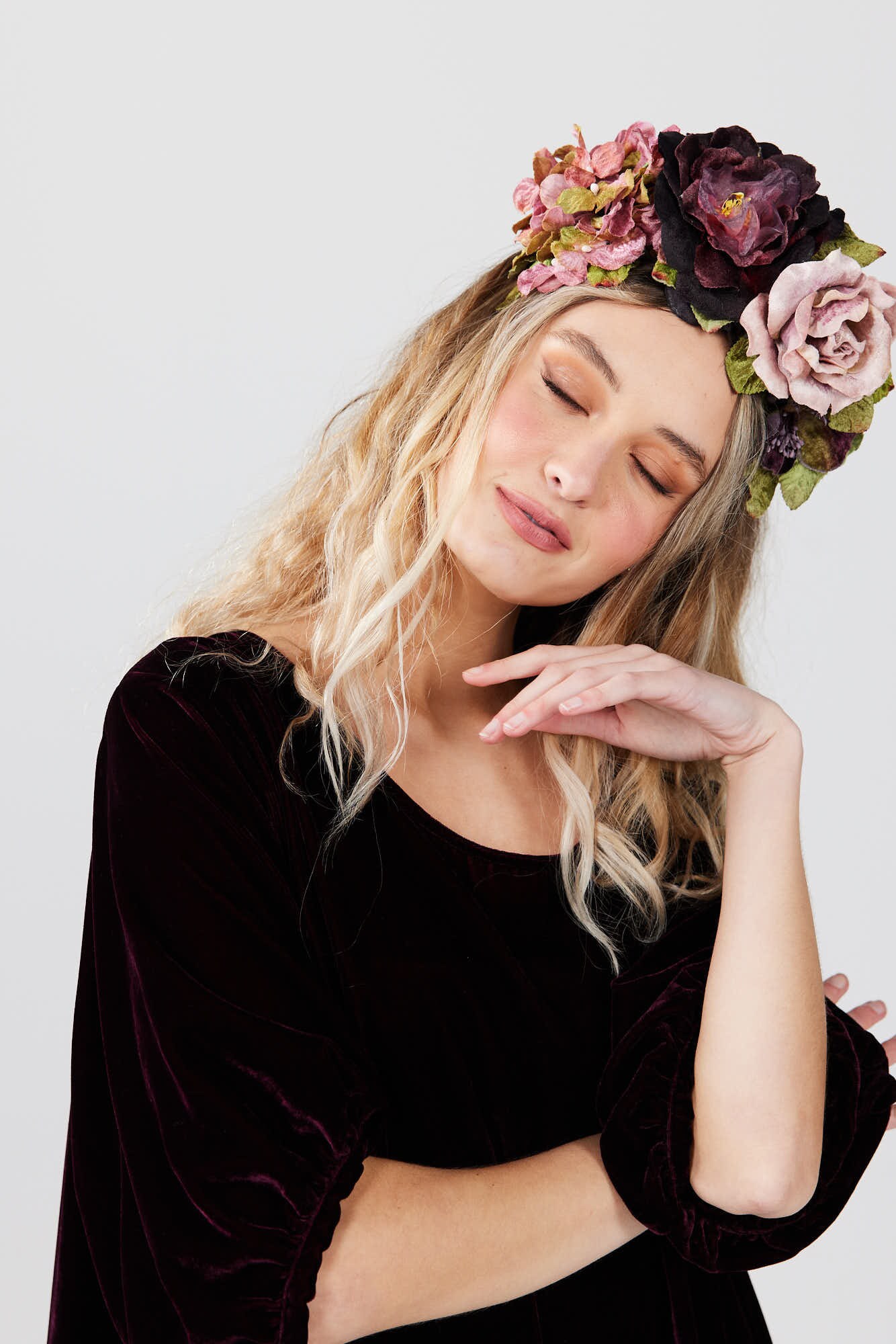 Night at the Opera Flower Crown. Velvet Flower Headpiece. Velvet Flower ...
