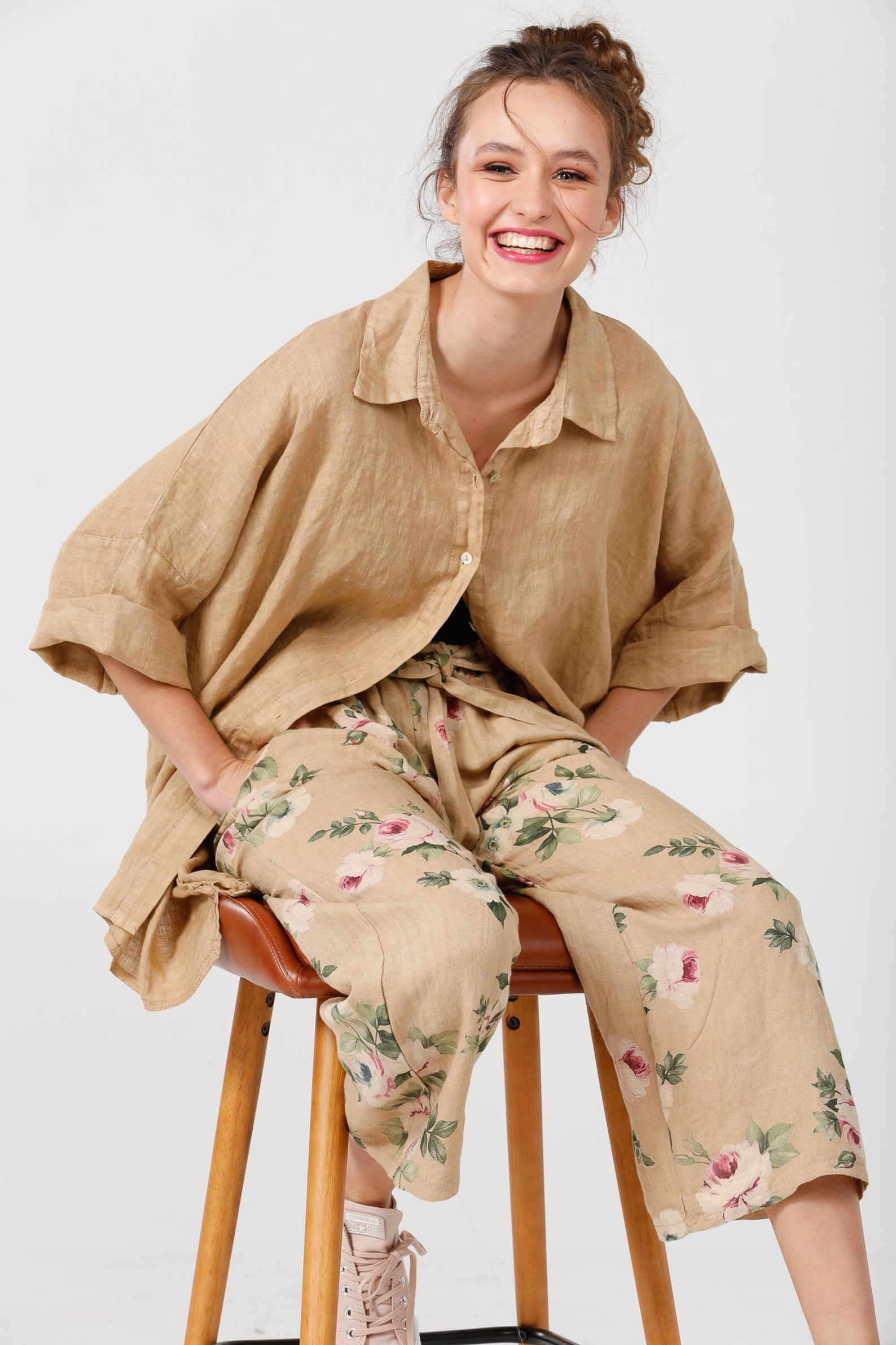 Linen Pants. Italian Linen Pants. Capri Pants. Loose Linen - Etsy