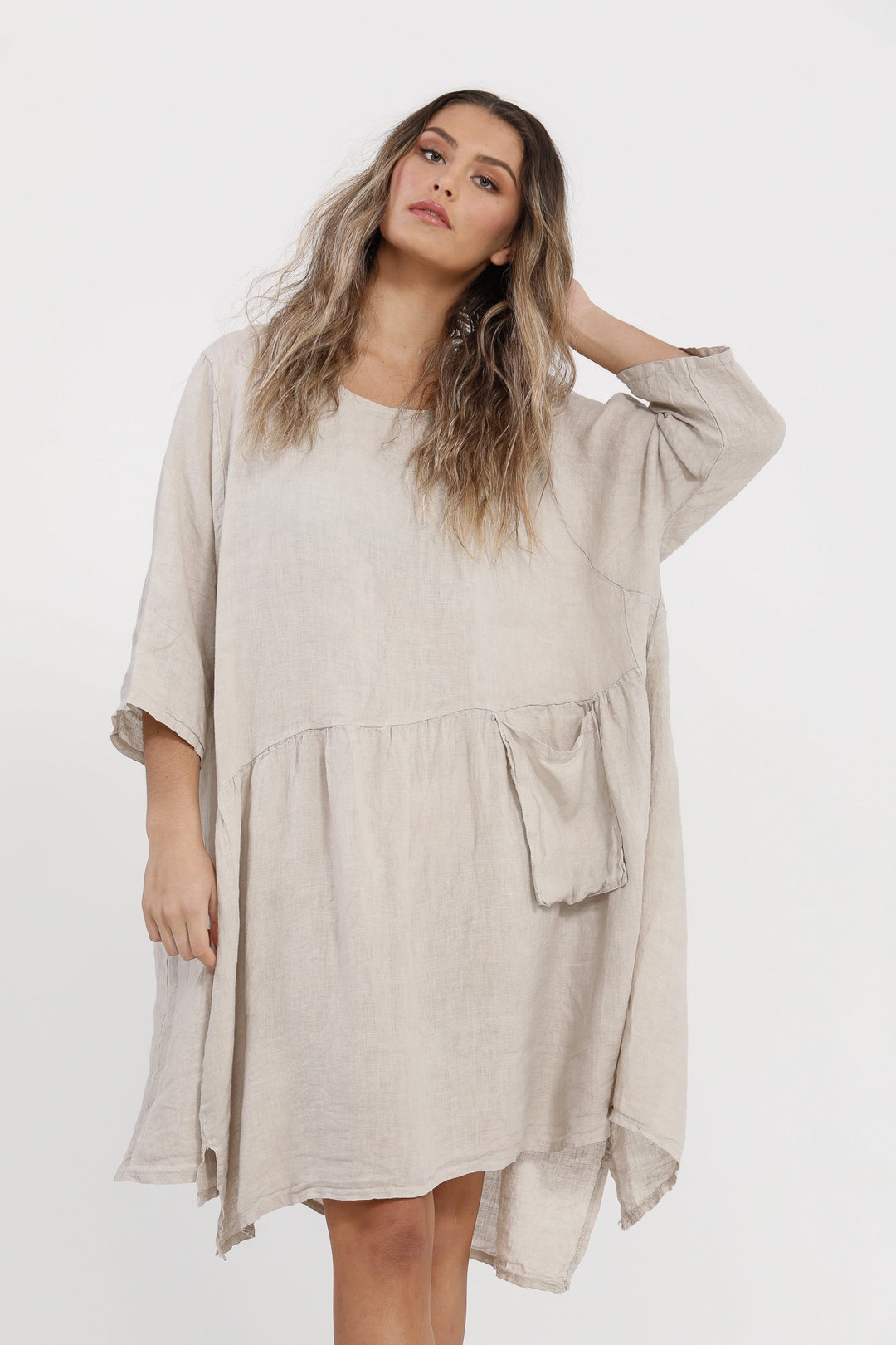 Linen Dress . Plus Size Linen Dress . Timeless Style Full Linen Dress ...