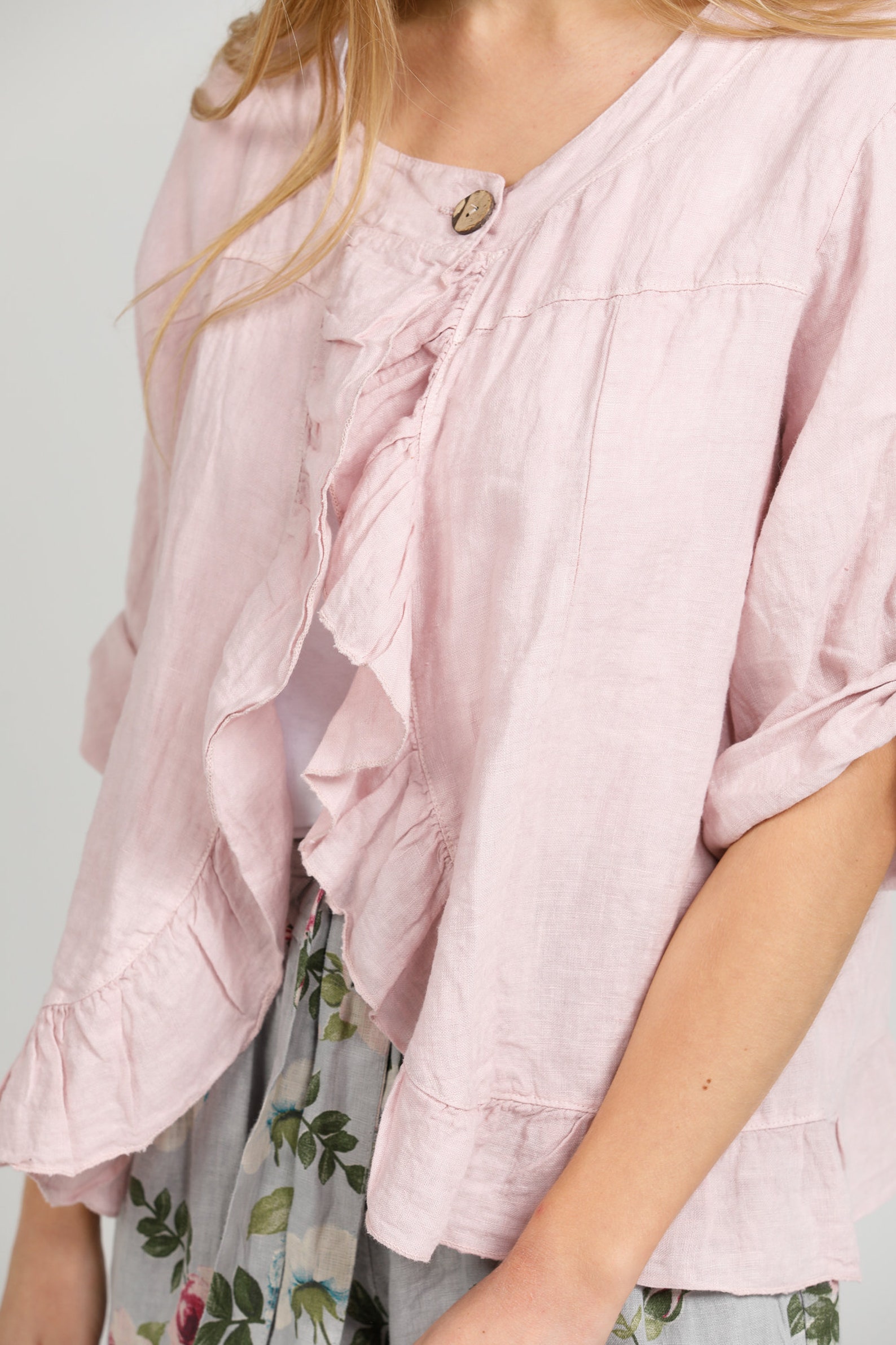 Fifi Linen Jacket. Short Linen Ruffled Jacket. Blush Linen | Etsy