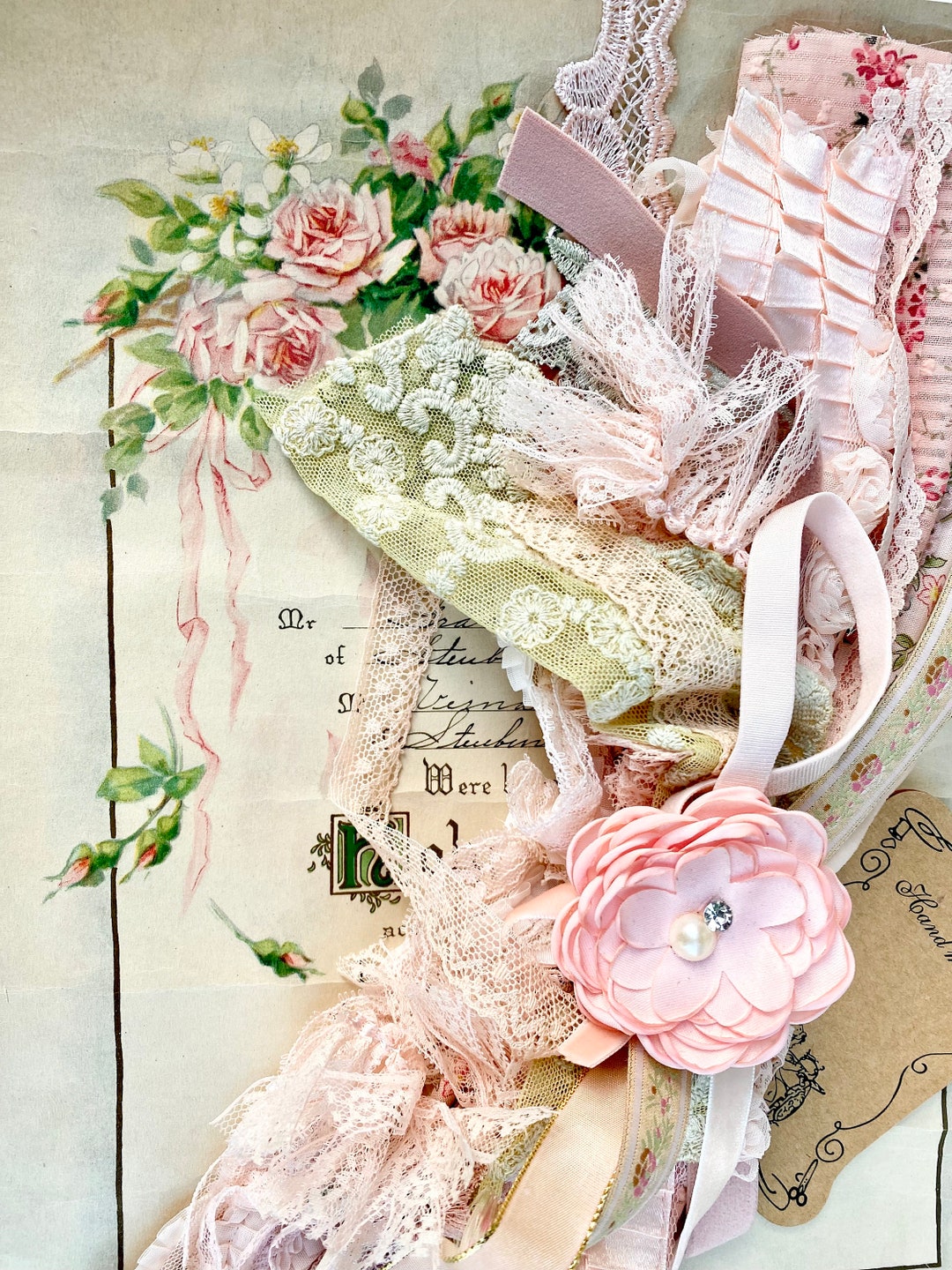 Fabric and Trim Bundle. . Laces and Trim Collection for Scrapbooking ...