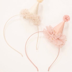 Party Hat Headband . First Birthday Headband . Glittery Tulle Party Hat ...