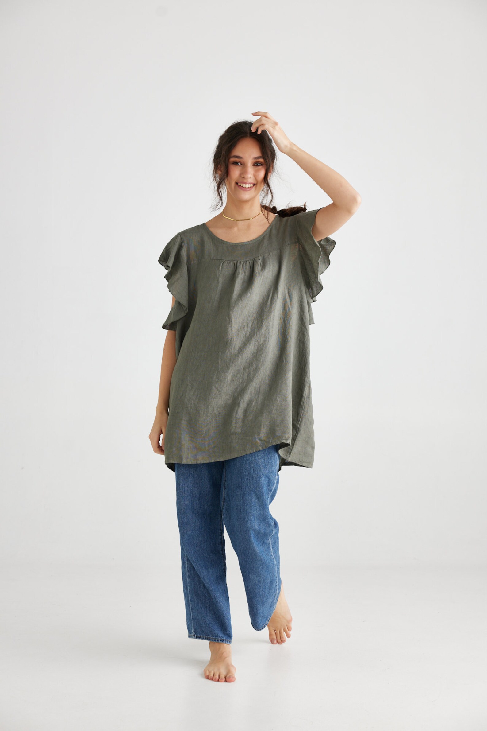 Bella Linen Top. Ruffled Sleeve Linen Top in a Beautiful Array of ...