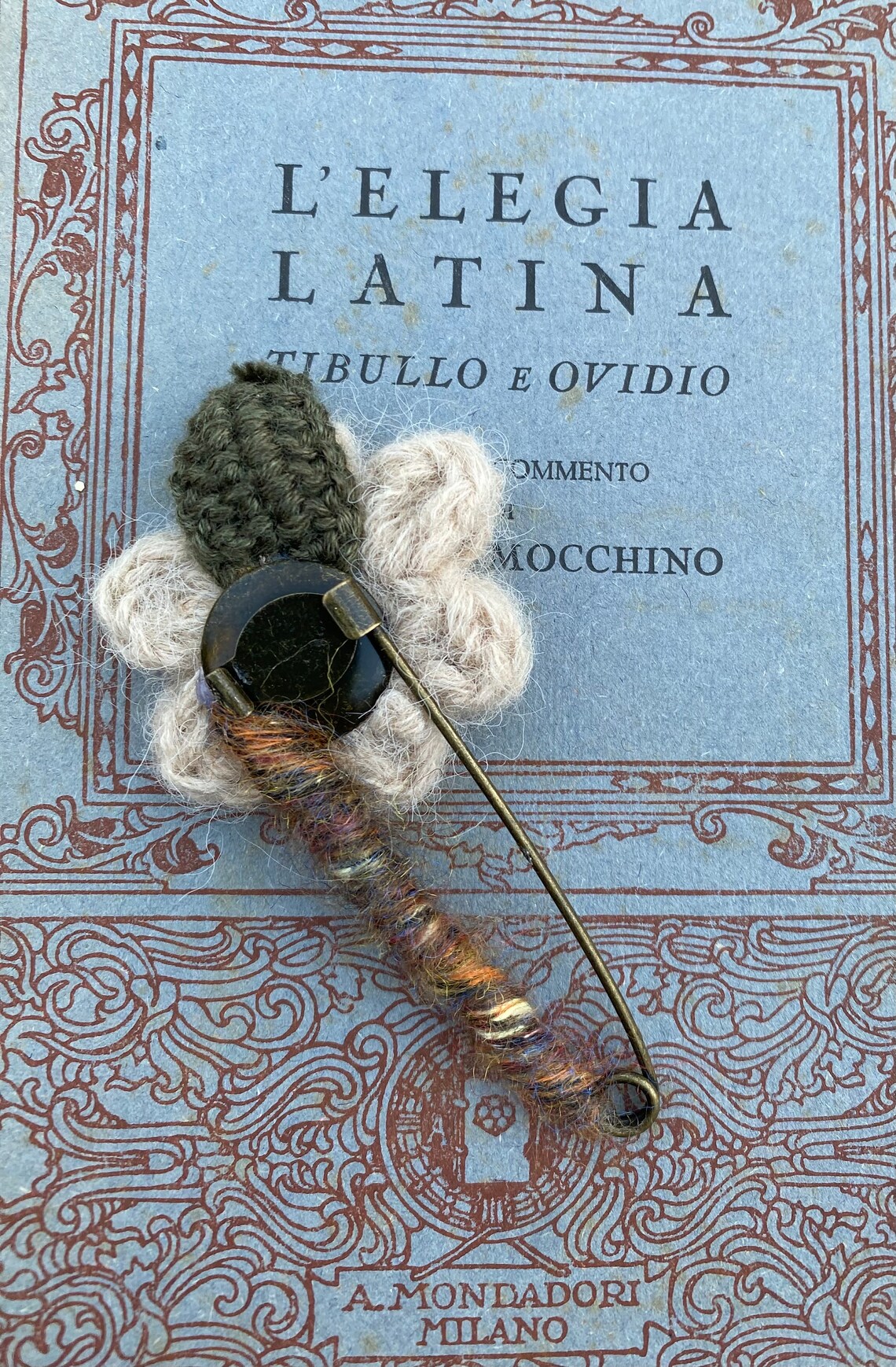 Beautiful Handmade Woollen Flower on a Stem Brooch to Wear on Clothing ...