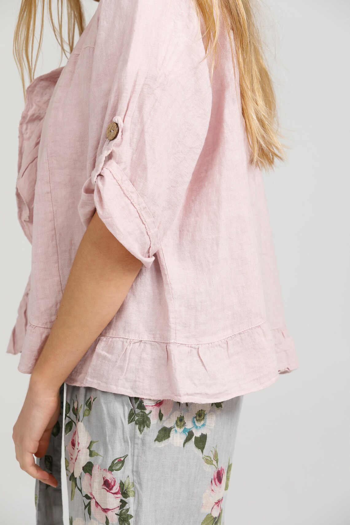 Fifi Linen Jacket. Short Linen Ruffled Jacket. Blush Linen - Etsy