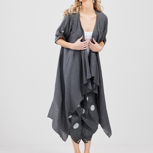 URSULA Linen Duster Coat - Etsy