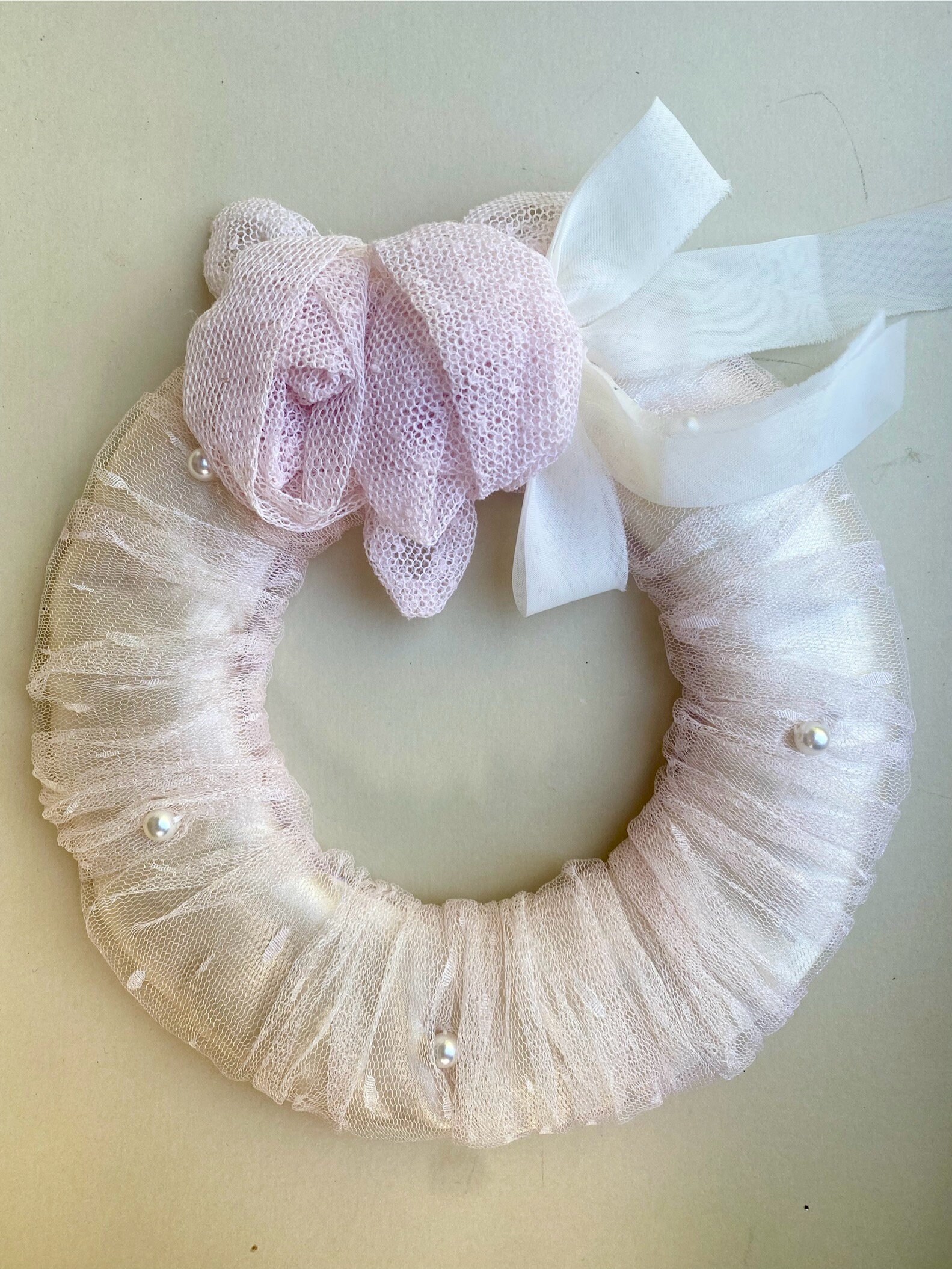 Vintage Pink Padded Net Wreath for Christmas or Wedding Decoration ...