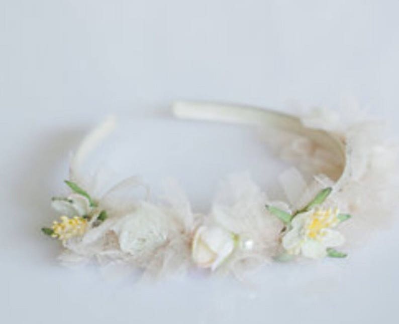 Tulle Rosebud Headband - Velvet Flowers, Flower Girl Hair Accessory - Etsy
