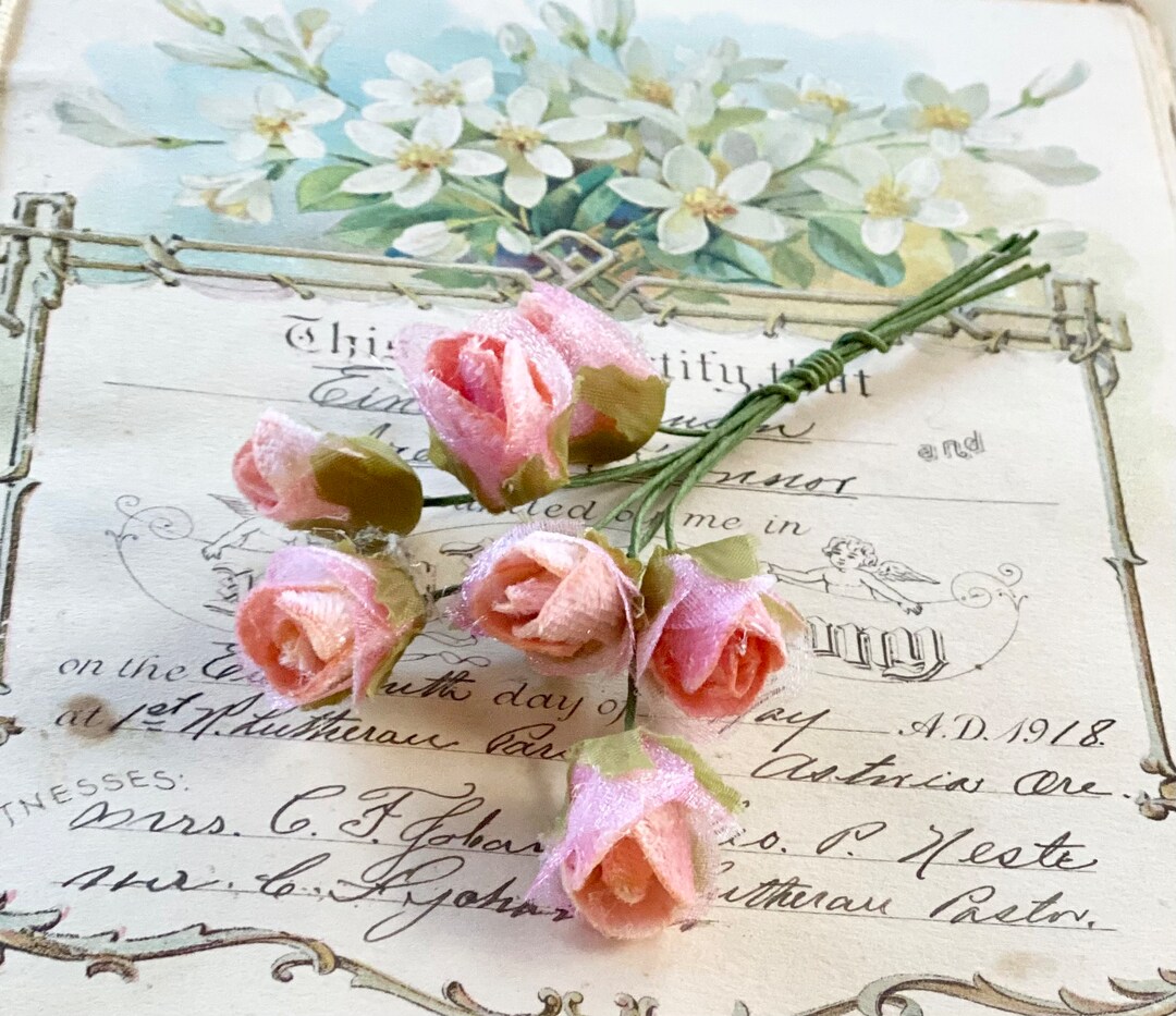 Pink Velvet and Organza Rosebud Posy for All Mixed Media and Craft and ...