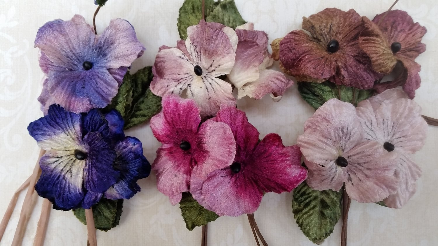 Velvet Pansies, Vintage Millinery Flowers, 10-inch Stem - Etsy