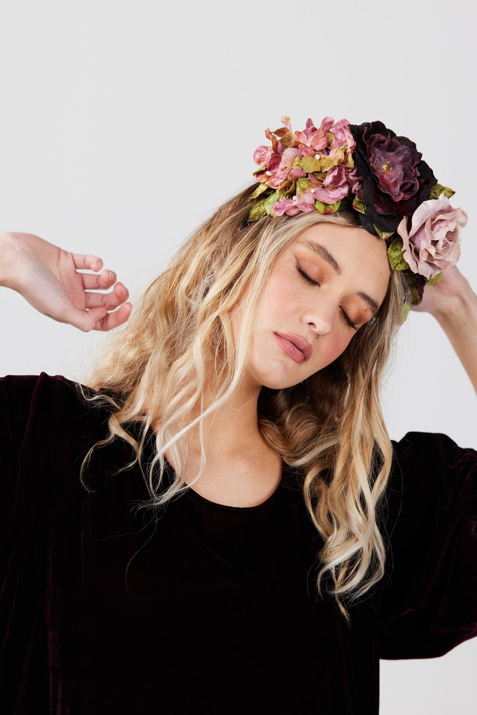 Night at the Opera Flower Crown. Velvet Flower Headpiece. Velvet Flower ...