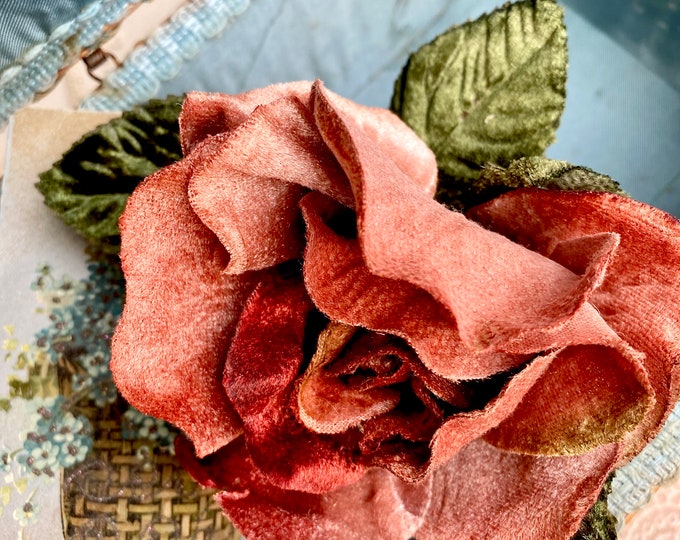 Velvet Stemmed Rose. Millinery Rose With Velvet Wrapped Stem. Millinery ...