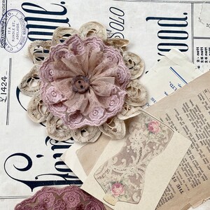Handmade Vintage Lace Flower Brooch, Dusty Pink Floral Pin - Etsy