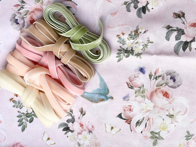 Velvet Ribbon Collection. 5 Meter Spring Posy Collection of Pastel ...