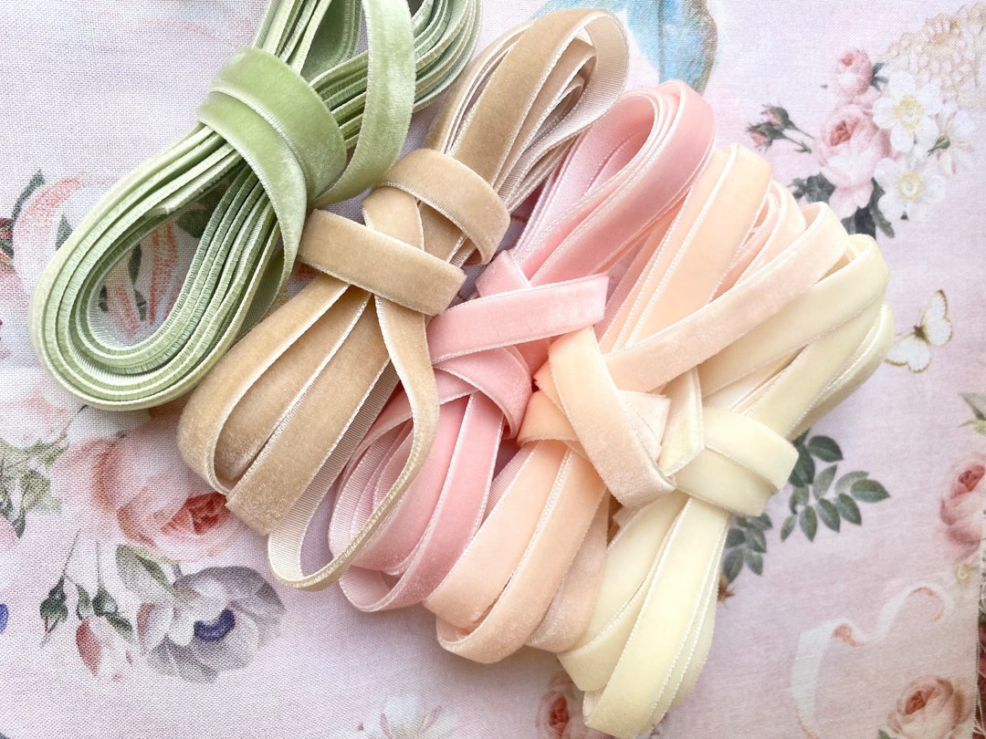 Velvet Ribbon Collection. 5 Meter Spring Posy Collection of Pastel ...