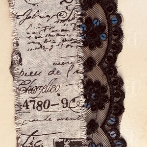 Linen Ribbon With Calligraphy Script for Journaling, Mixed Media, Slow ...