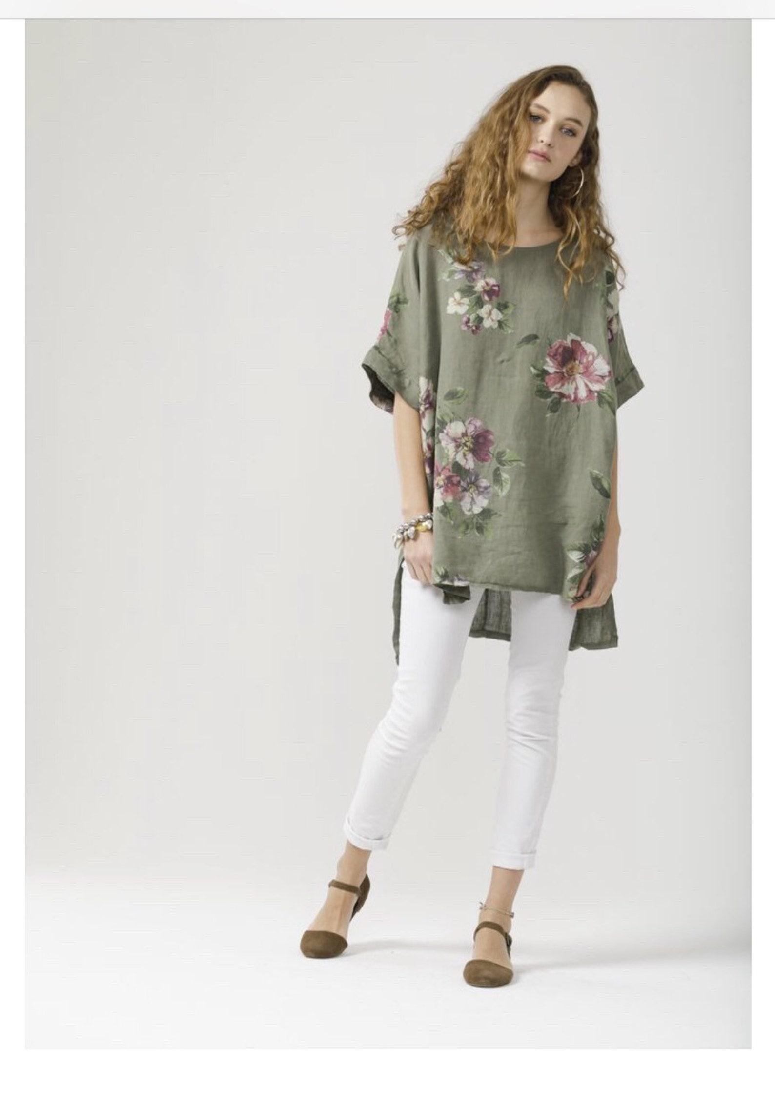 Contessa Linen Floral Top . Italian Floral Linen Top . - Etsy