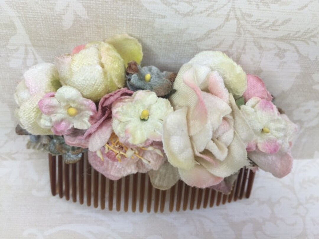 Rose Posy Hair Comb. Velvet Flower Accessory. Velvet Flower Wedding ...