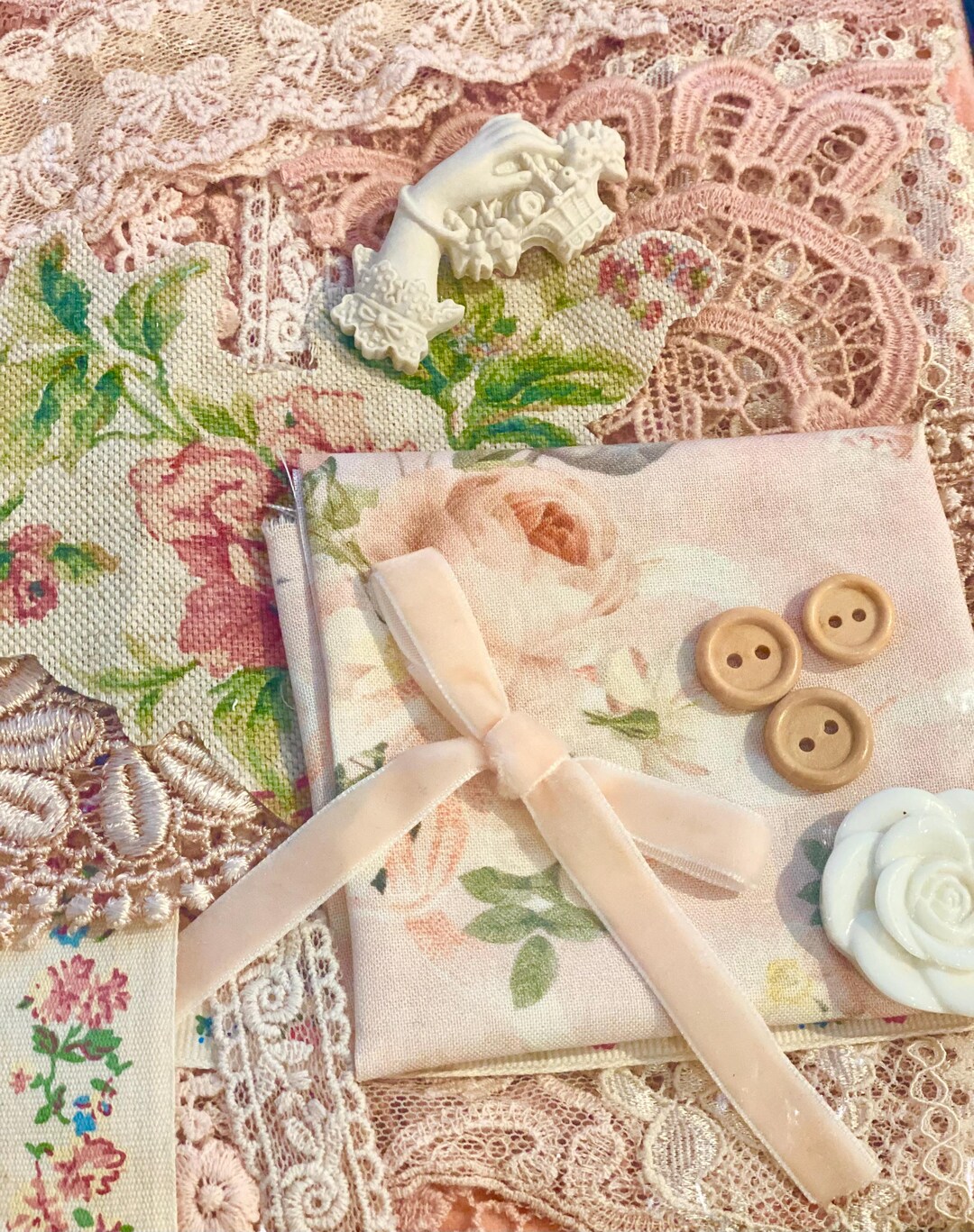 Slow Stitching Embellishment Pack of Floral Fabrics, Applique Pieces ...