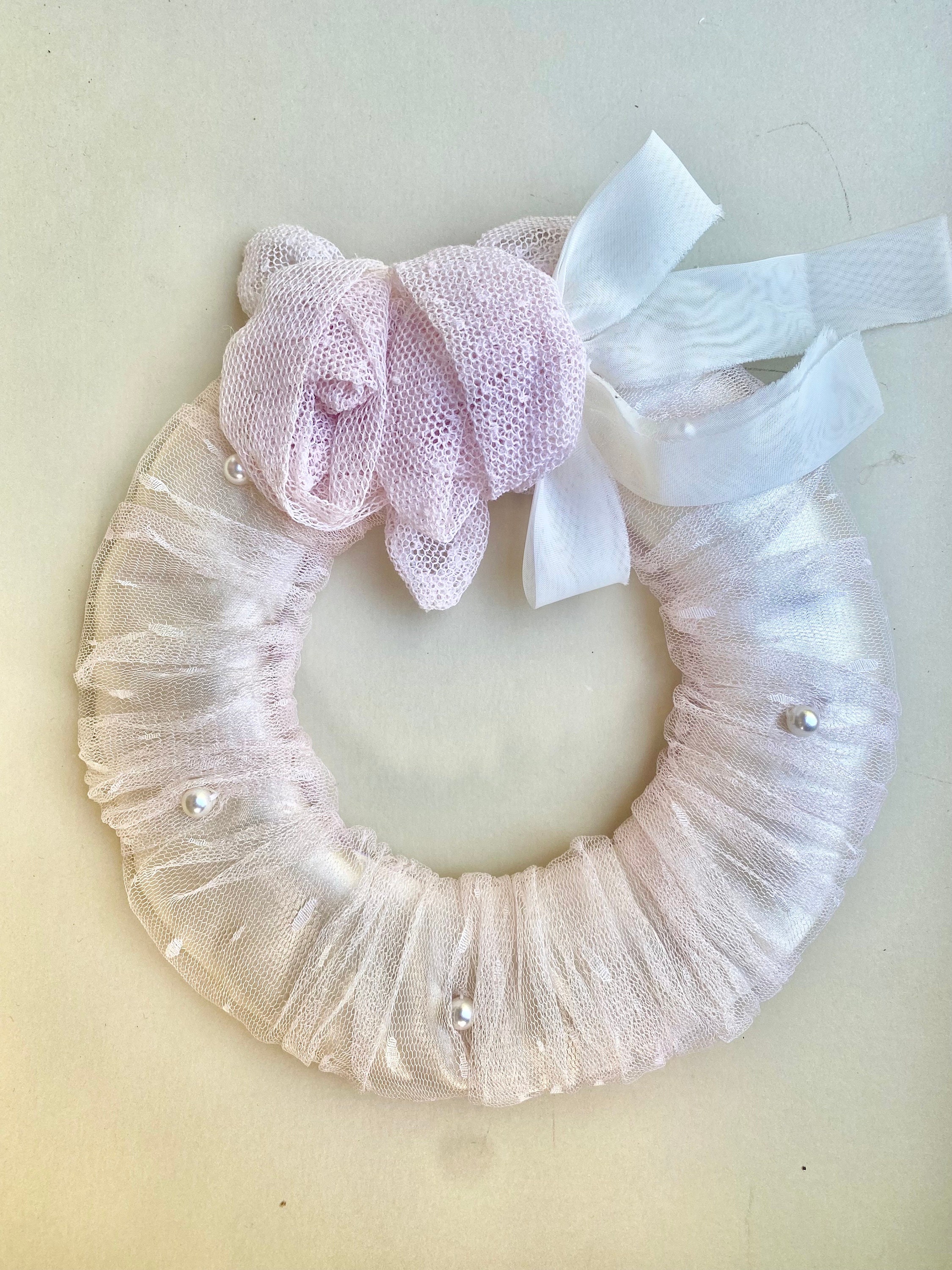 Vintage Pink Padded Net Wreath for Christmas or Wedding Decoration ...