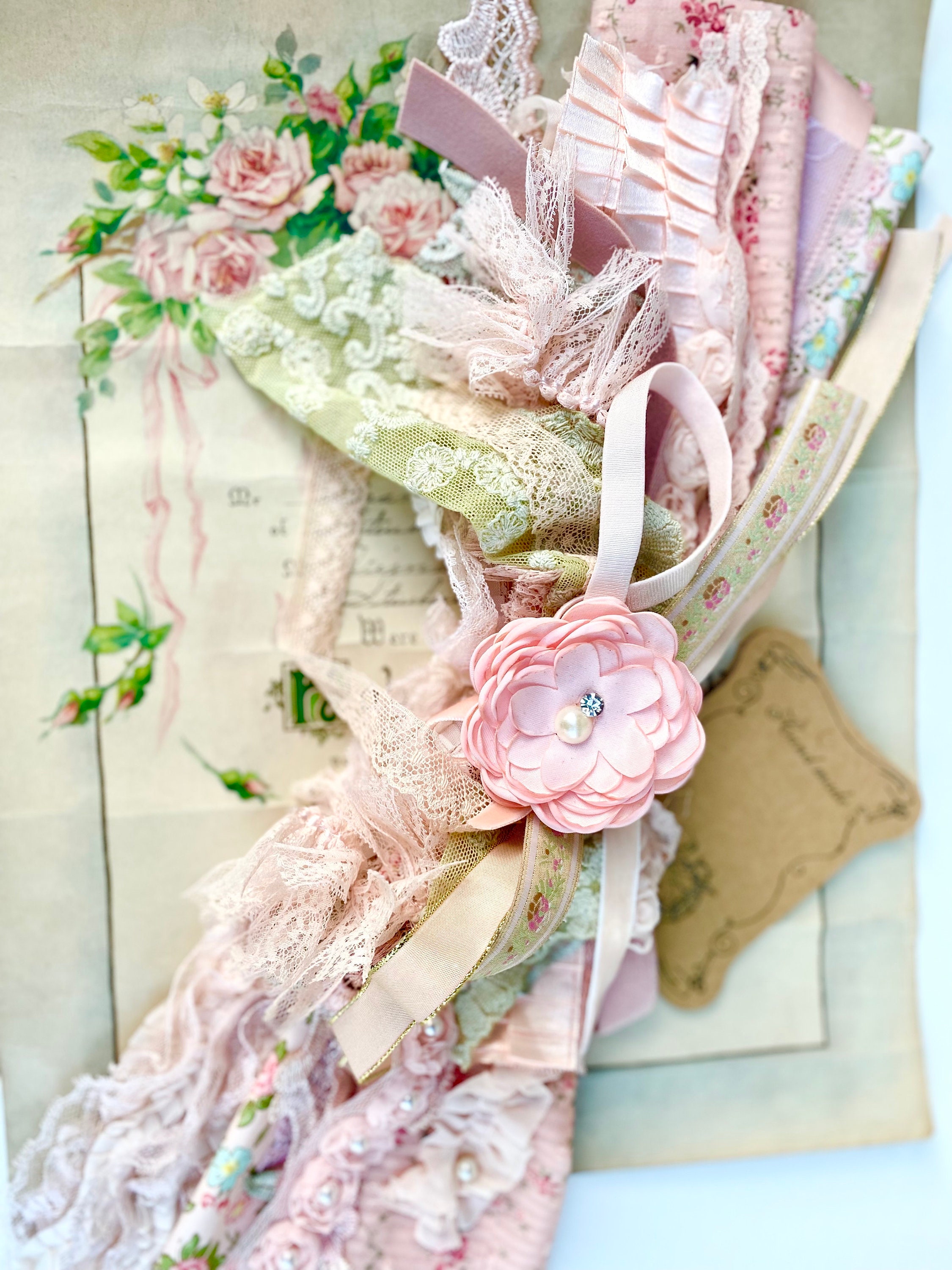 Fabric and Trim Bundle. . Laces and Trim Collection for Scrapbooking ...