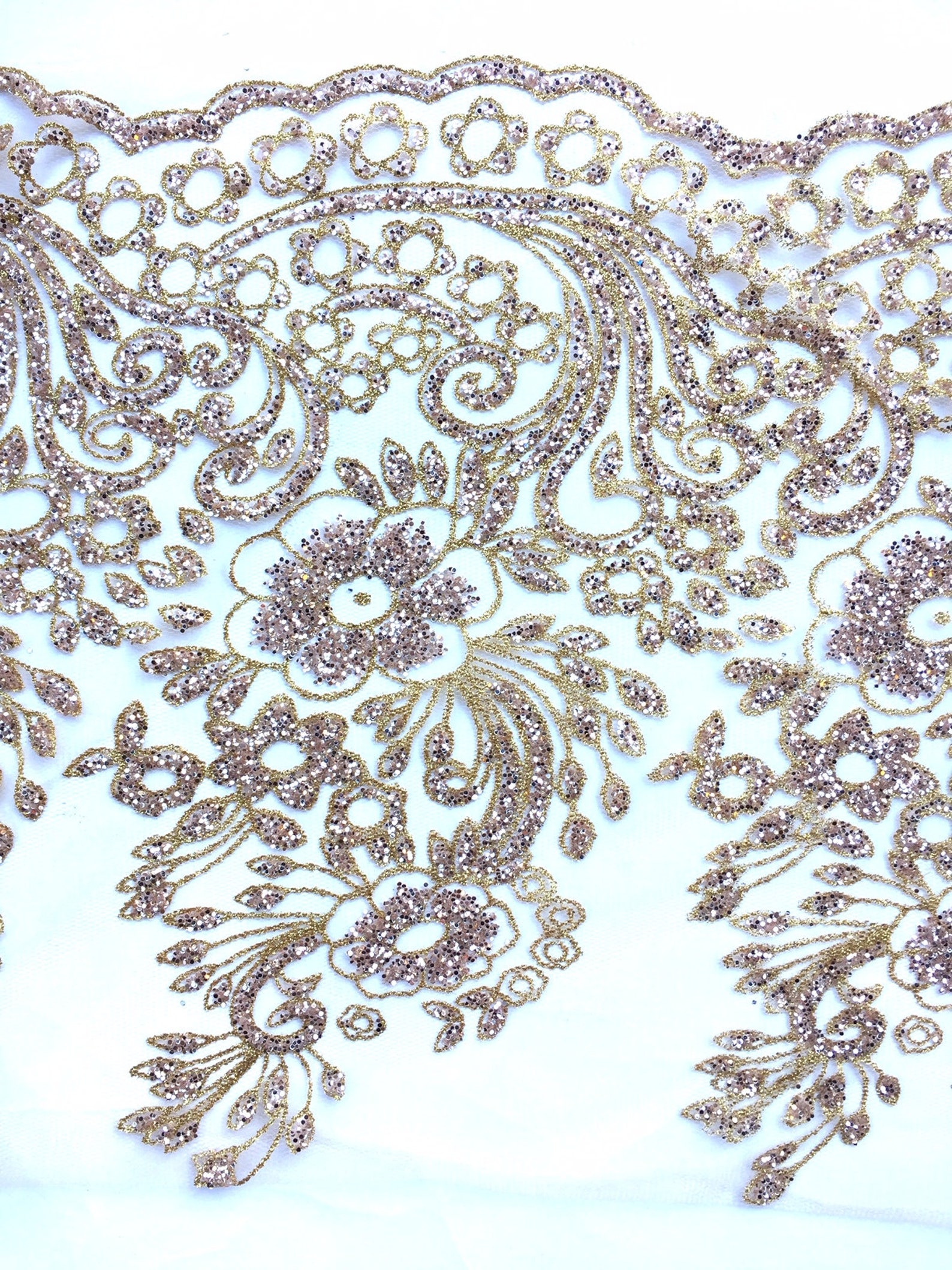 Gold Glittered Lace . Rose Design Gold Glittered Lace for | Etsy Australia