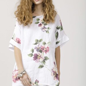 Contessa Linen Floral Top . Italian Floral Linen Top . - Etsy