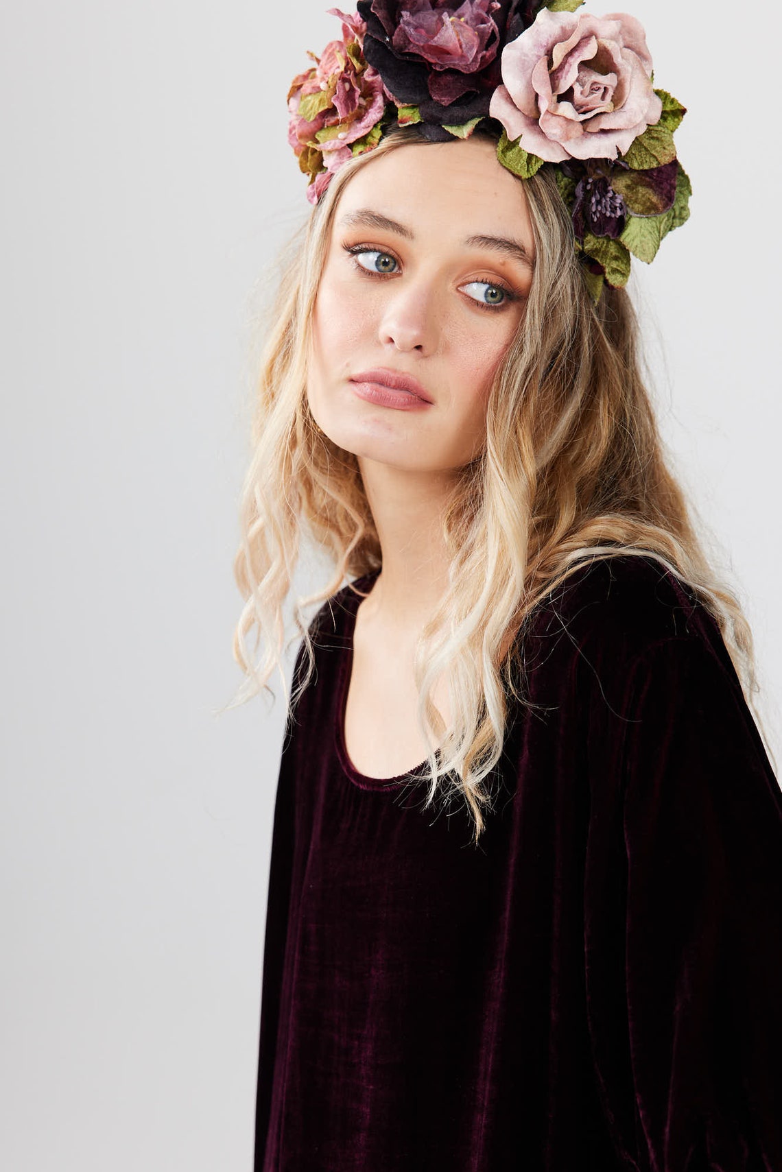 Night at the Opera Flower Crown. Velvet Flower Headpiece. Velvet Flower ...
