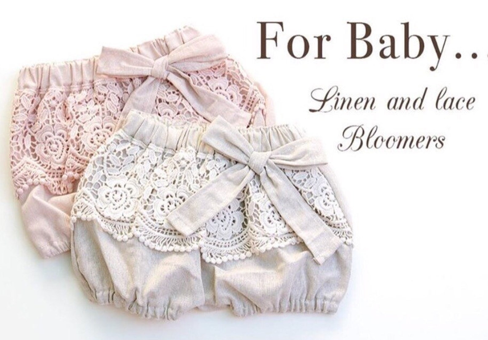 Linen and Lace Bloomers . Linen and Lace Diaper Covers . Baby | Etsy