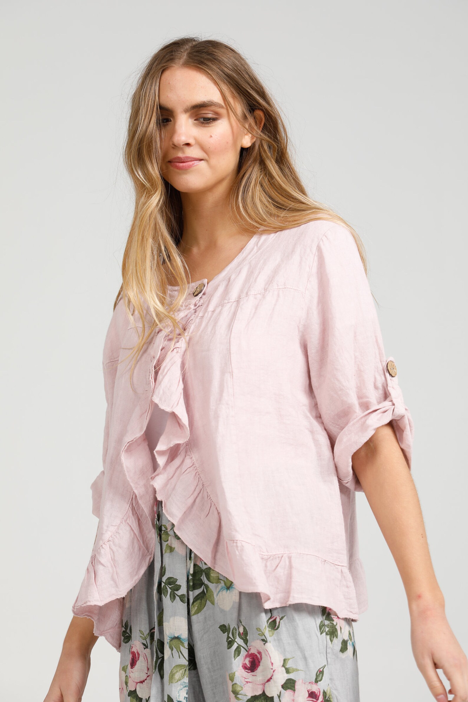 Fifi Linen Jacket. Short Linen Ruffled Jacket. Blush Linen | Etsy